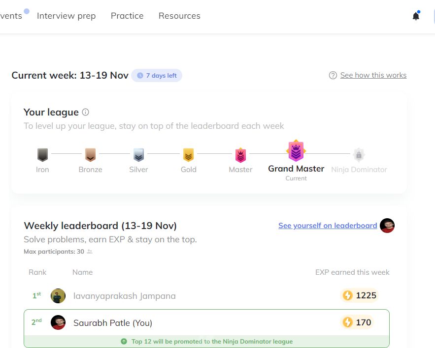 Saurabh Patle on LinkedIn: #codingninjas #grandmasterleague #codingjourney Saurabh Patle on LinkedIn: #codingninjas #grandmasterleague #codingjourney