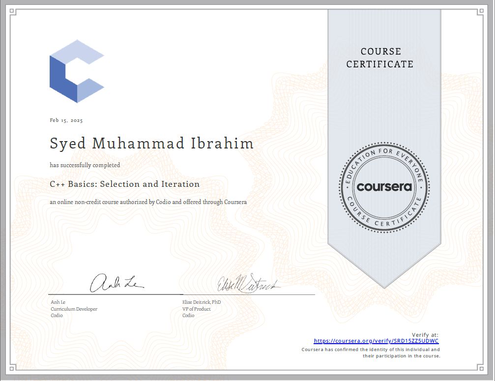 Syed Muhammad Ibrahim on LinkedIn: #cplusplus #electricalengineering # ... Syed Muhammad Ibrahim on LinkedIn: #cplusplus #electricalengineering # ...