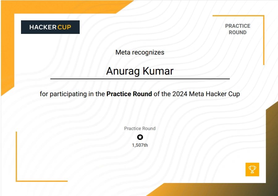ANURAG KUMAR on LinkedIn: #metahackercup #competitiveprogramming # ... ANURAG KUMAR on LinkedIn: #metahackercup #competitiveprogramming # ...