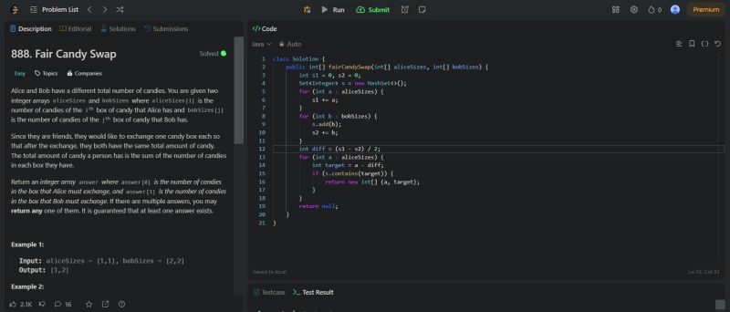 Day 11 of Leetcode challenge: Fair Candy Swap | Muhammad Anas Muqeem ... Day 11 of Leetcode challenge: Fair Candy Swap | Muhammad Anas Muqeem ...