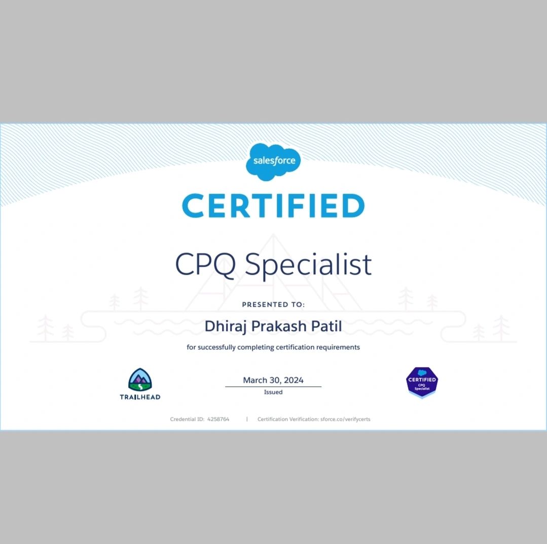 Dhiraj Patil on LinkedIn: #salesforcecpqspecialist # ... Dhiraj Patil on LinkedIn: #salesforcecpqspecialist # ...