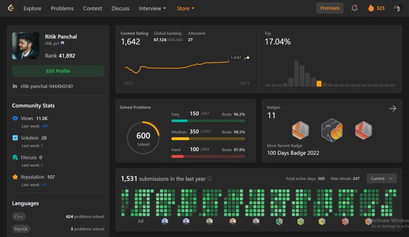 Ritik Panchal on LinkedIn: #leetcode #codingjourney #consistency # ... Ritik Panchal on LinkedIn: #leetcode #codingjourney #consistency # ...