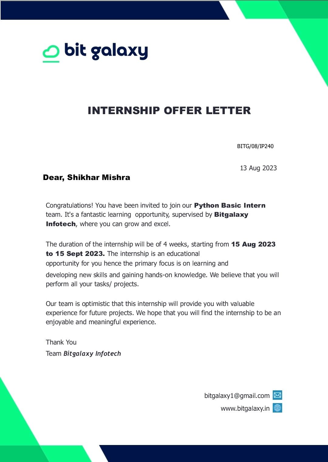 Shikhar Mishra on LinkedIn: #intern2023 #internship #coding #python # ... Shikhar Mishra on LinkedIn: #intern2023 #internship #coding #python # ...
