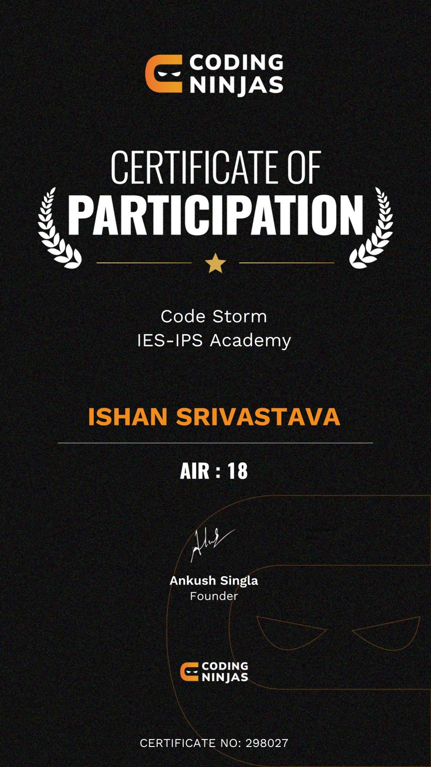 Ishan Srivastava on LinkedIn: #codingninjacompetition #codingjourney # ... Ishan Srivastava on LinkedIn: #codingninjacompetition #codingjourney # ...