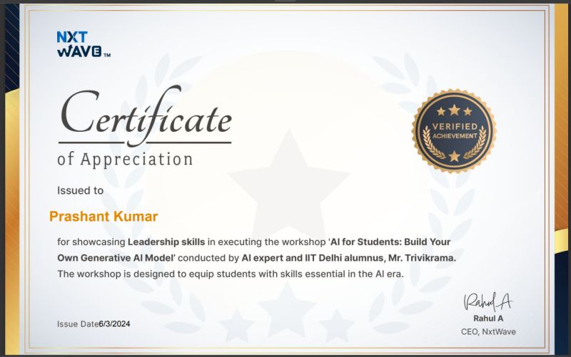 Prashant Kumar on LinkedIn: #nxtwave #leadership #aiworkshop Prashant Kumar on LinkedIn: #nxtwave #leadership #aiworkshop