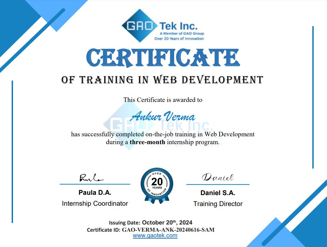Ankur Verma on LinkedIn: #webdevelopment #internship #skills # ... Ankur Verma on LinkedIn: #webdevelopment #internship #skills # ...