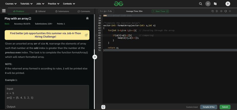 Day 23 of the #100DaysOfCode challenge: Rearranging an array | Dev ... Day 23 of the #100DaysOfCode challenge: Rearranging an array | Dev ...