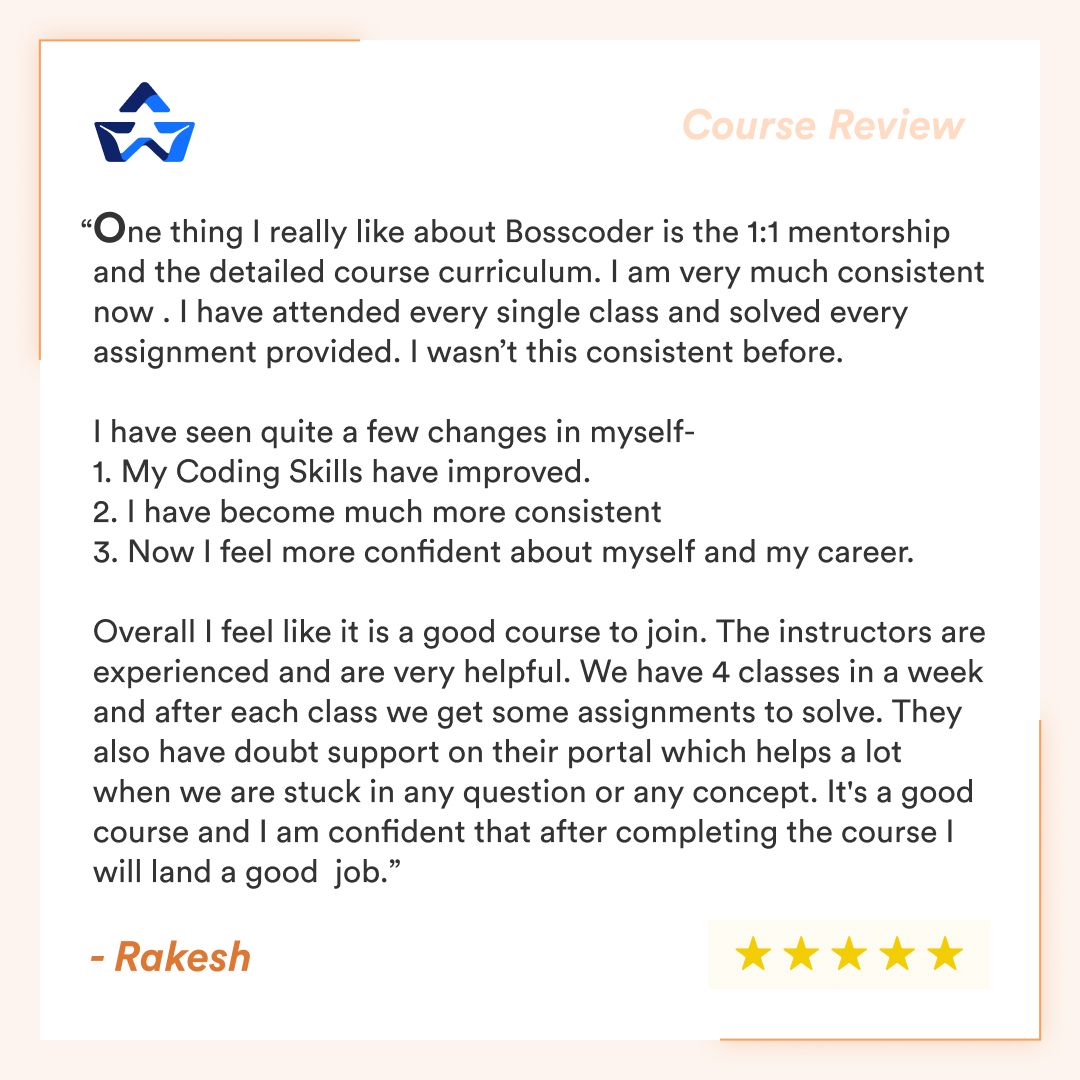 Bosscoder Academy on LinkedIn: #bosscoderacademy #testimonials #coding ... Bosscoder Academy on LinkedIn: #bosscoderacademy #testimonials #coding ...