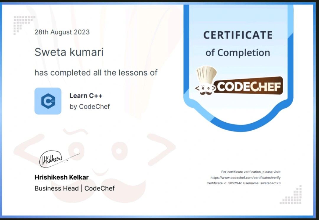 Sweta Kumari on LinkedIn: #cplusplus #codingjourney #continuouslearning Sweta Kumari on LinkedIn: #cplusplus #codingjourney #continuouslearning