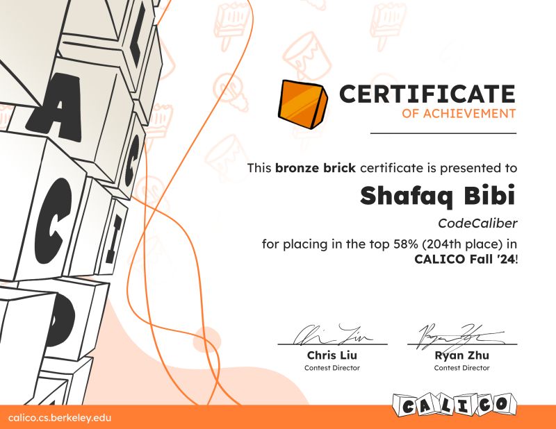 Shafaq Aslam on LinkedIn: #bronzebrick #calico2024 #achievement # ... Shafaq Aslam on LinkedIn: #bronzebrick #calico2024 #achievement # ...