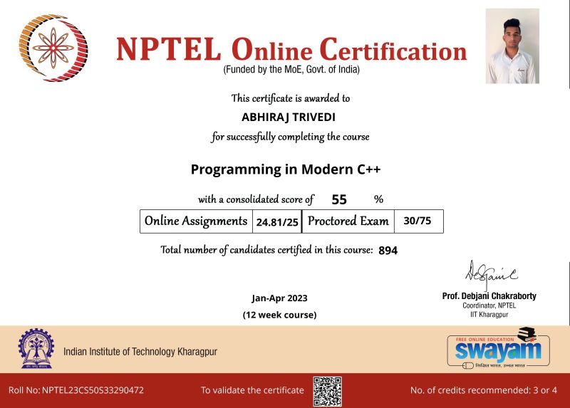 Abhiraj Trivedi on LinkedIn: #nptel #certification # ... Abhiraj Trivedi on LinkedIn: #nptel #certification # ...