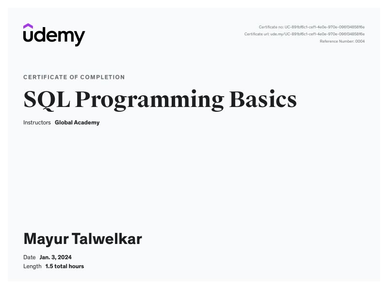 Mayur Talwelkar on LinkedIn: #sql #programming #udemy #udemycourse # ... Mayur Talwelkar on LinkedIn: #sql #programming #udemy #udemycourse # ...