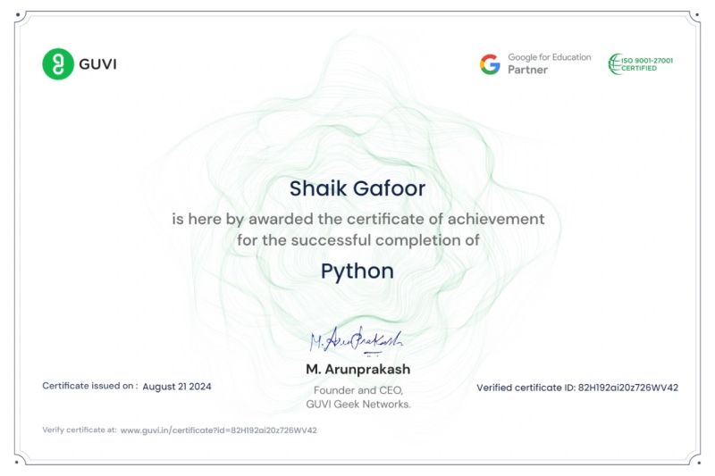 Gafoor Shaik on LinkedIn: #python #guvi Gafoor Shaik on LinkedIn: #python #guvi