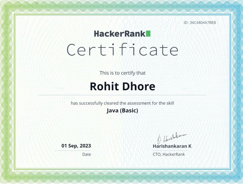 Rohit Dhore on LinkedIn: #java #programming #certification #javadeveloper Rohit Dhore on LinkedIn: #java #programming #certification #javadeveloper