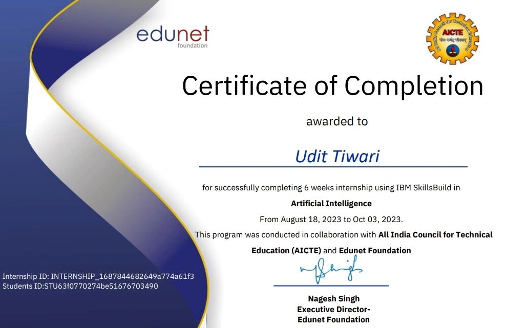 Finally, got a certificate of completeion of internship at IBM and ... Finally, got a certificate of completeion of internship at IBM and ...