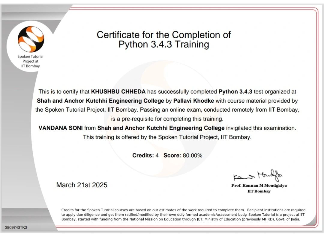 #python #codingjourney #iitbombay #spokentutorial #techgrowth | Khushbu ... #python #codingjourney #iitbombay #spokentutorial #techgrowth | Khushbu ...