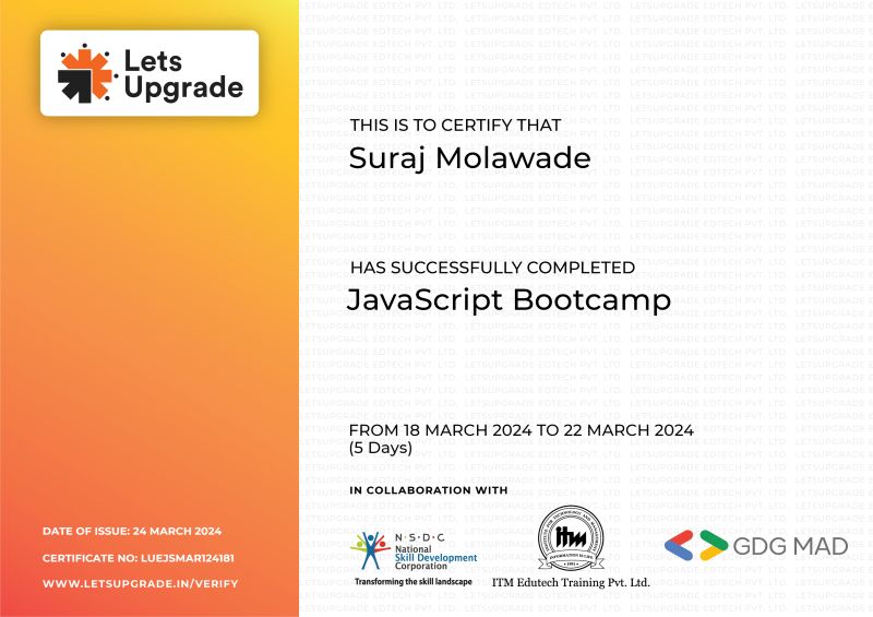 JAVASCRIPT BOOTSTRAP | Suraj Molawade JAVASCRIPT BOOTSTRAP | Suraj Molawade