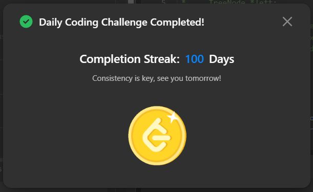#100daysofcode #100daysofleetcode #codingmilestone #leetcodechallenge ... #100daysofcode #100daysofleetcode #codingmilestone #leetcodechallenge ...