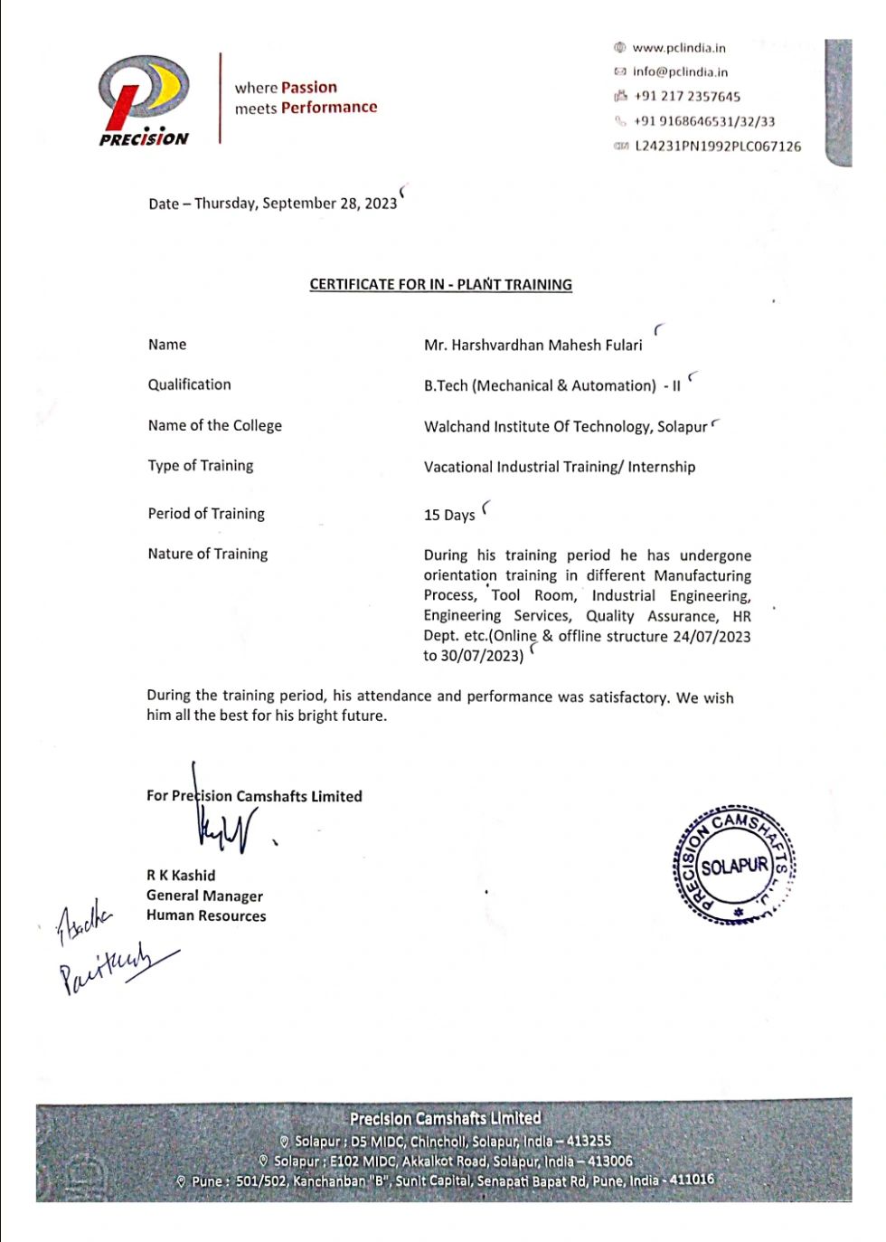 #internship #mechanicalengineering #precision | Harsh Fulari #internship #mechanicalengineering #precision | Harsh Fulari