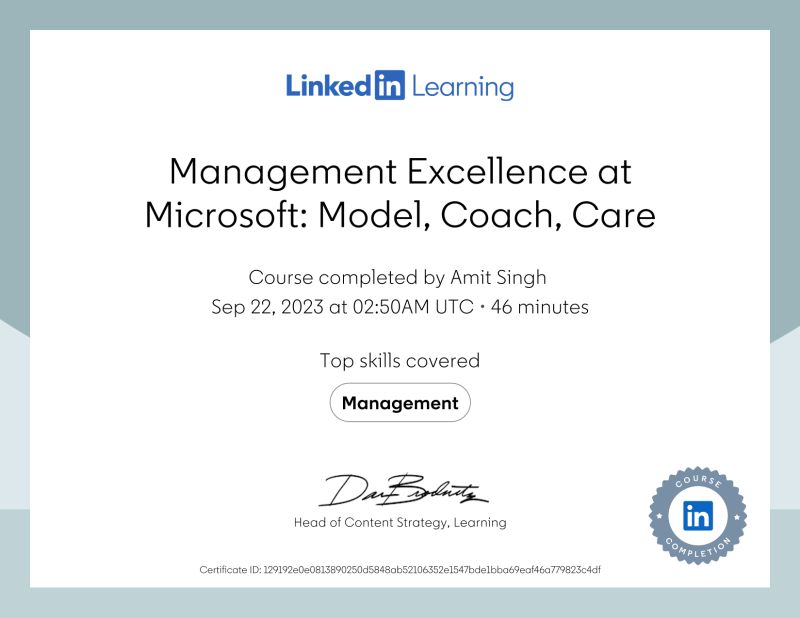 Certificate of Completion | Amit Singh Certificate of Completion | Amit Singh