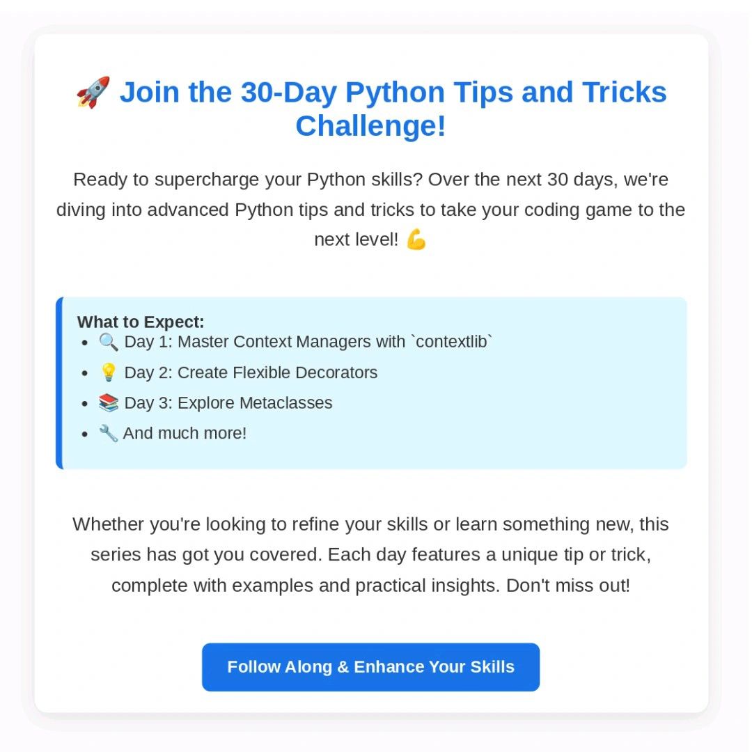 Huzaifa Hassan on LinkedIn: Supercharge Your Python Skills: Join Our 30 ... Huzaifa Hassan on LinkedIn: Supercharge Your Python Skills: Join Our 30 ...