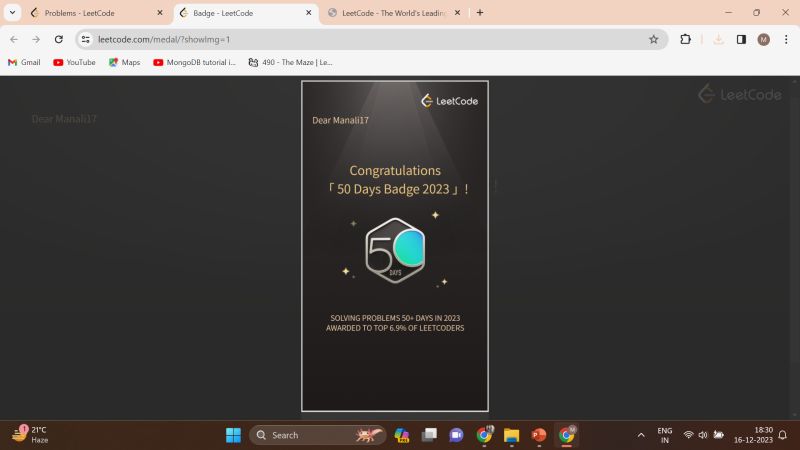 Manali Sahu on LinkedIn: #leetcode #leetcode2k23 #50daysofcodechallenge ... Manali Sahu on LinkedIn: #leetcode #leetcode2k23 #50daysofcodechallenge ...