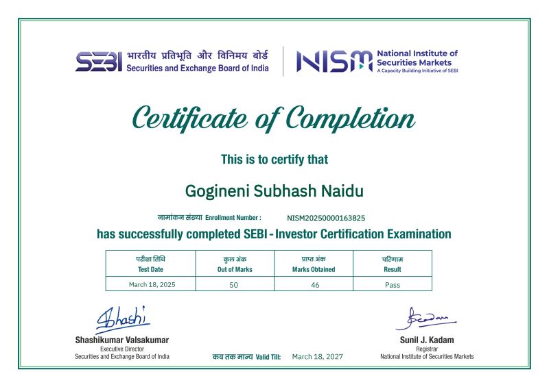 #nism #sebi #financialskills #careerready | Subhash Naidu Gogineni #nism #sebi #financialskills #careerready | Subhash Naidu Gogineni
