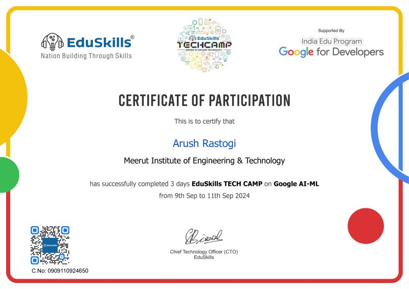 Arush Rastogi on LinkedIn: #ai #ml #googleai #eduskills # ... Arush Rastogi on LinkedIn: #ai #ml #googleai #eduskills # ...