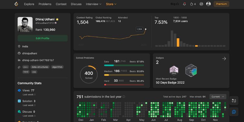 Dhiraj Udhani on LinkedIn: #codingjourney #leetcode #consistency # ... Dhiraj Udhani on LinkedIn: #codingjourney #leetcode #consistency # ...
