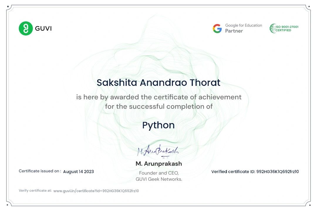 #python #programming #guvi #learningjourney | Sakshita Thorat #python #programming #guvi #learningjourney | Sakshita Thorat