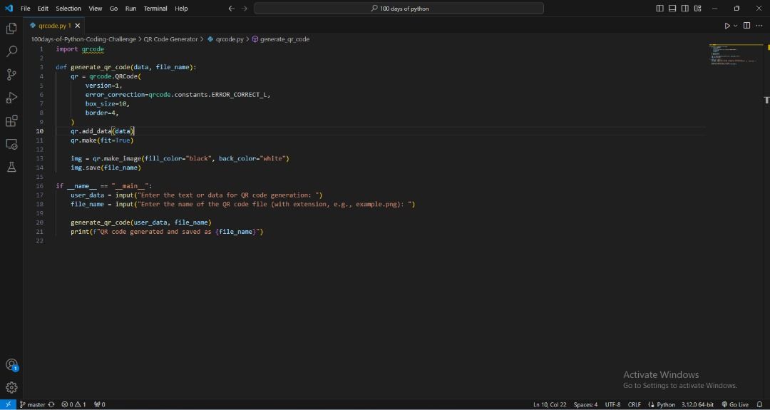 Day 80 of my 100-day Python coding challenge: QR Code… | Doyin ... Day 80 of my 100-day Python coding challenge: QR Code… | Doyin ...