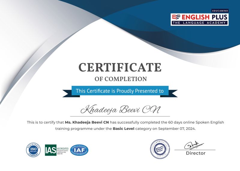 Khadeeja Beevi CN on LinkedIn: Thrilled to share that I have ... Khadeeja Beevi CN on LinkedIn: Thrilled to share that I have ...