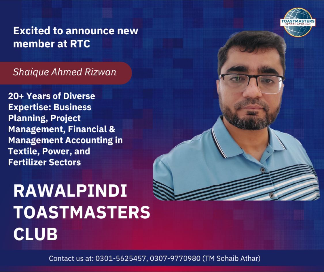 Rawalpindi Toastmasters Club on LinkedIn: 🌟 Introducing Shaique Ahmed ... Rawalpindi Toastmasters Club on LinkedIn: 🌟 Introducing Shaique Ahmed ...