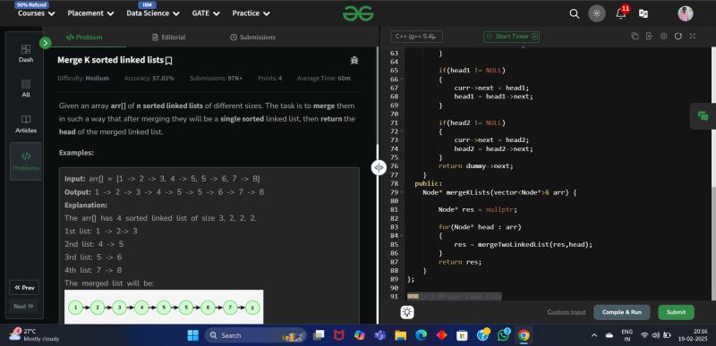 #gfg160 #codingchallenge #dsa #problemsolving #linkedlists #heaps ... #gfg160 #codingchallenge #dsa #problemsolving #linkedlists #heaps ...