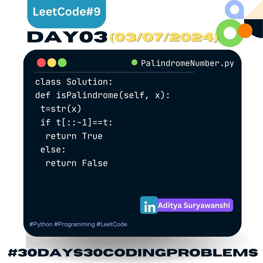 Completed LeetCode#9: Palindrome Number Challenge | Aditya Suryawanshi ... Completed LeetCode#9: Palindrome Number Challenge | Aditya Suryawanshi ...