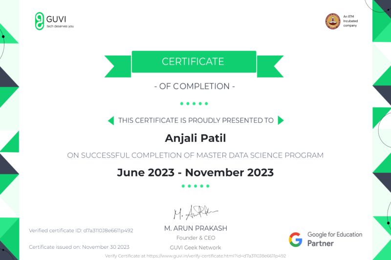 Anjali Patil on LinkedIn: #datascience #guvi #iitmadras #iitmdsa Anjali Patil on LinkedIn: #datascience #guvi #iitmadras #iitmdsa