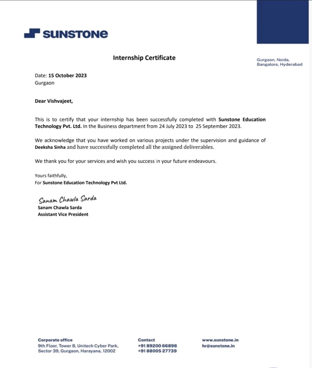 Vishvajeet singh on LinkedIn: #internship Vishvajeet singh on LinkedIn: #internship