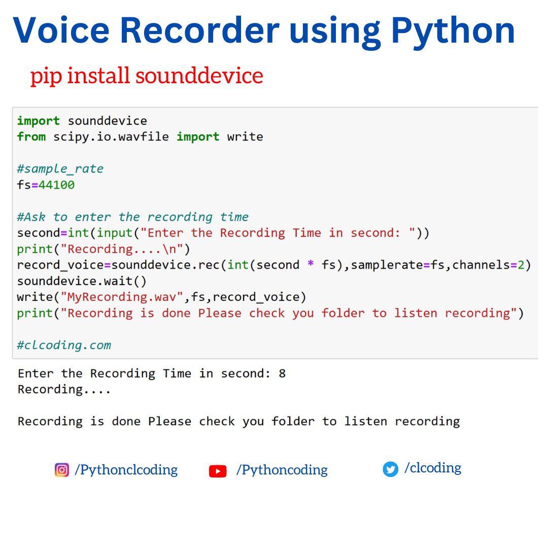 Python Coding on LinkedIn: Day 159 : Voice Recorder using Python https ... Python Coding on LinkedIn: Day 159 : Voice Recorder using Python https ...