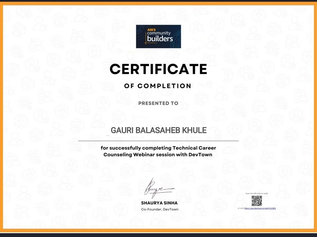 Gauri Khule on LinkedIn: #awscommunitybuilders #techcommunity #grateful Gauri Khule on LinkedIn: #awscommunitybuilders #techcommunity #grateful