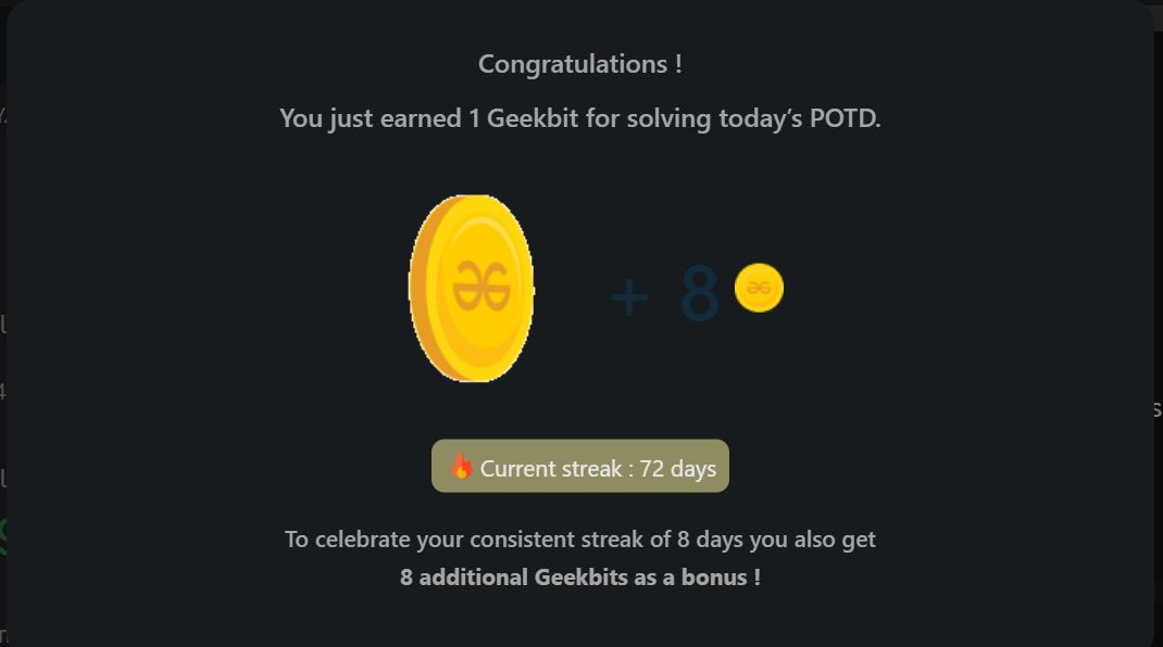 Day 72 of #100DaysOfCode: Nailing GeeksforGeeks Problem | Ganesh Shete ... Day 72 of #100DaysOfCode: Nailing GeeksforGeeks Problem | Ganesh Shete ...