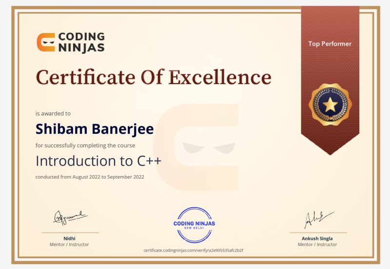 #codingninjas #cplusplus #certificateofexcellence #learningjourney ... #codingninjas #cplusplus #certificateofexcellence #learningjourney ...
