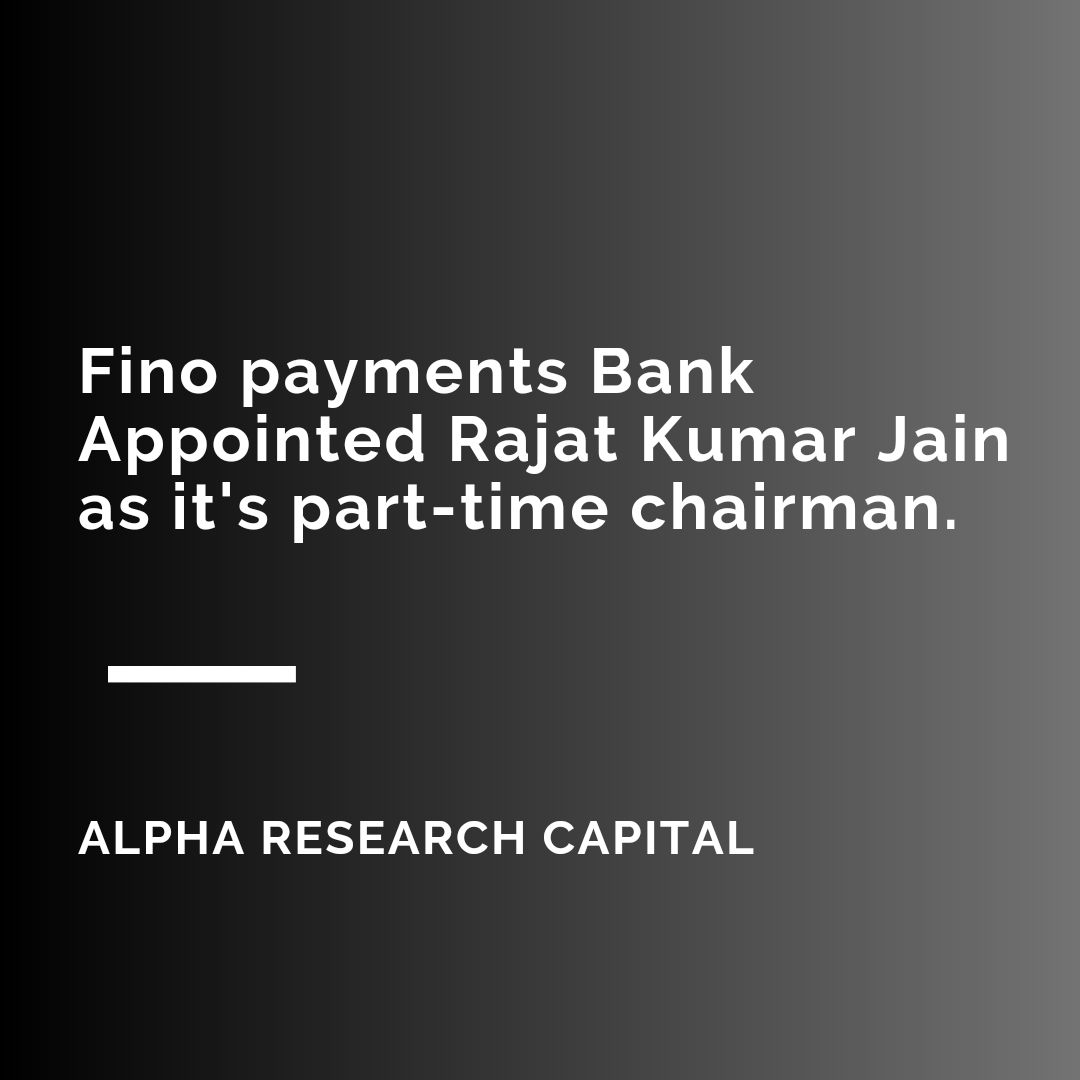 Alpha Research Capital on LinkedIn: Fino Payments Bank Ltd appointed ... Alpha Research Capital on LinkedIn: Fino Payments Bank Ltd appointed ...