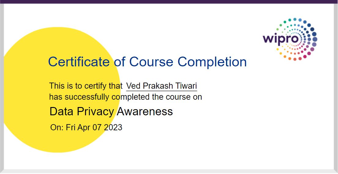 Ved Tripathi on LinkedIn: #wiproite #secondcertificate Ved Tripathi on LinkedIn: #wiproite #secondcertificate