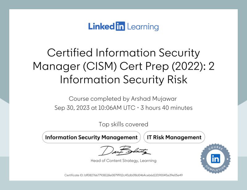 Arshad Ejaj Mujawar on LinkedIn: Certificate of Completion Arshad Ejaj Mujawar on LinkedIn: Certificate of Completion