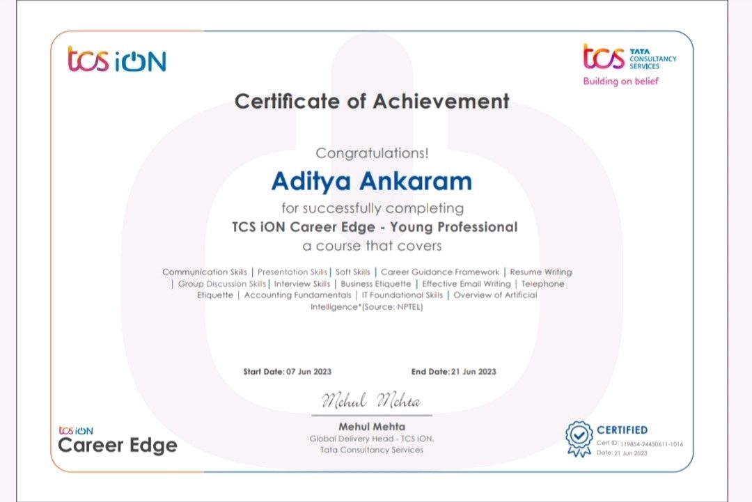 Aditya Ankaram on LinkedIn: #tcsion #tcsioncareeredge Aditya Ankaram on LinkedIn: #tcsion #tcsioncareeredge