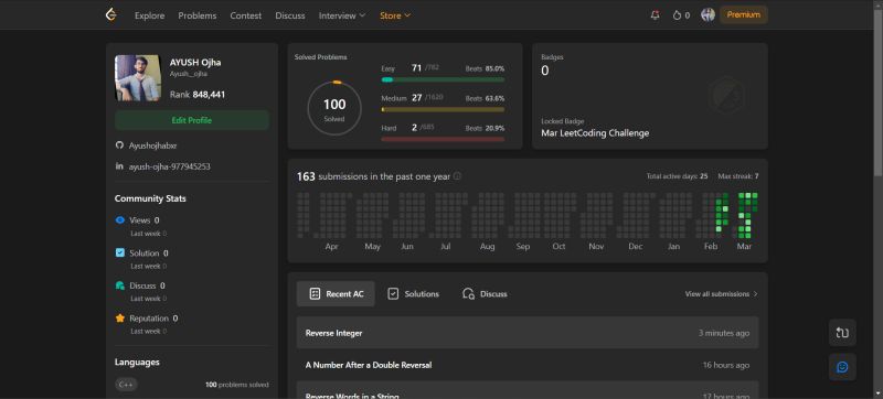 Completed 100 LeetCode challenges with Raghav Garg | Ayush Ojha posted ... Completed 100 LeetCode challenges with Raghav Garg | Ayush Ojha posted ...