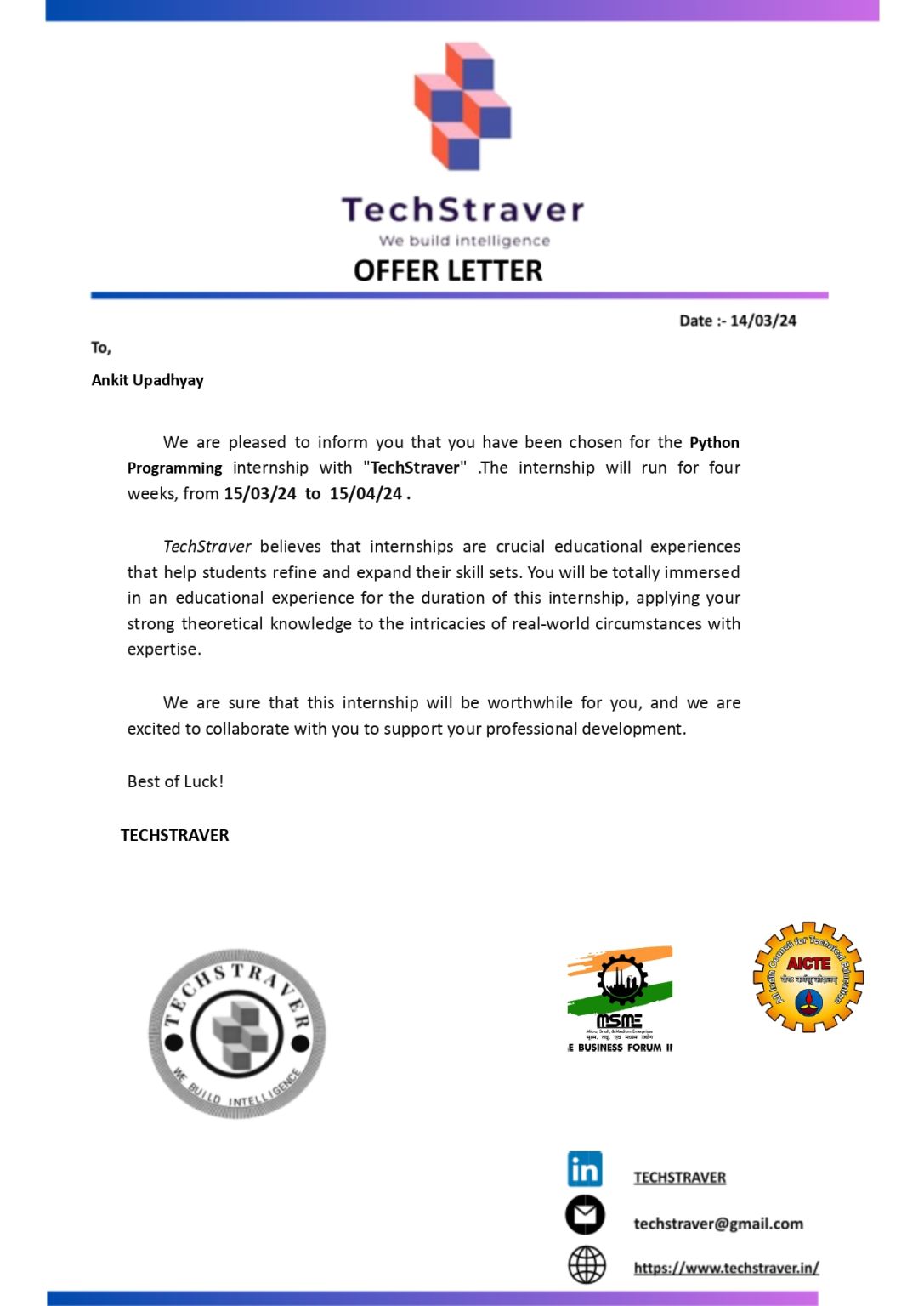 #techstraver #pythonprogramming #internship | Ankit Upadhyay #techstraver #pythonprogramming #internship | Ankit Upadhyay
