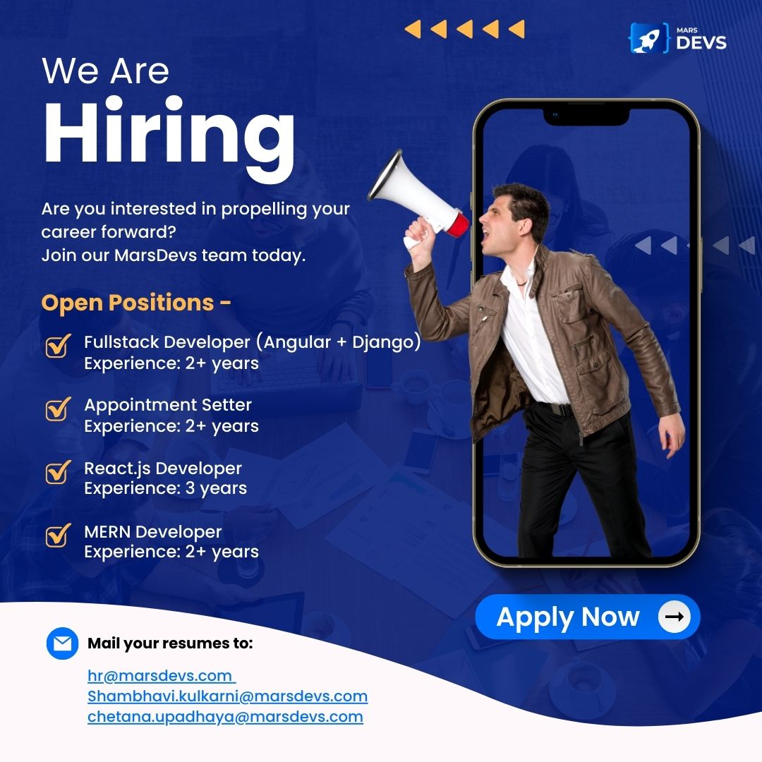 MarsDevs on LinkedIn: #hiring #technology #jobs #openings #reactjs # ... MarsDevs on LinkedIn: #hiring #technology #jobs #openings #reactjs # ...
