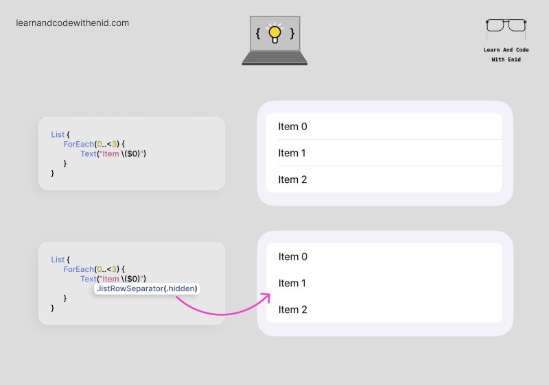 SwiftUI Tip 💡 Easily hide row separators in a List using… | Learn And ... SwiftUI Tip 💡 Easily hide row separators in a List using… | Learn And ...