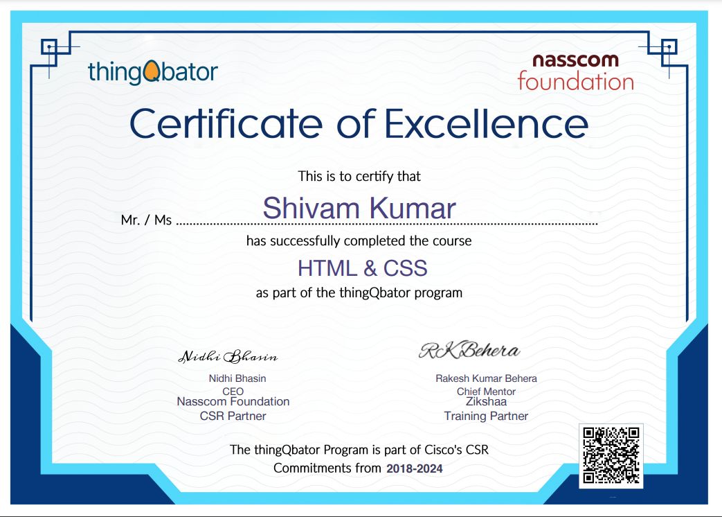 shivam kumar on LinkedIn: #html #css #certification #ciscothingqbator # ... shivam kumar on LinkedIn: #html #css #certification #ciscothingqbator # ...